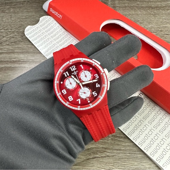 Swatch | Accessories | New Swatch Spremuta Men Red And White Silicone ...